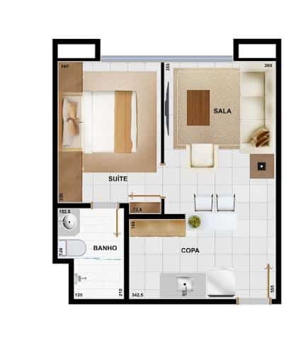 Planta de Kitnet – 20 Opções Geniais para Construir uma Kitnet!