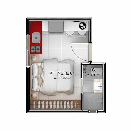 Planta de Kitnet – 20 Opções Geniais para Construir uma Kitnet!